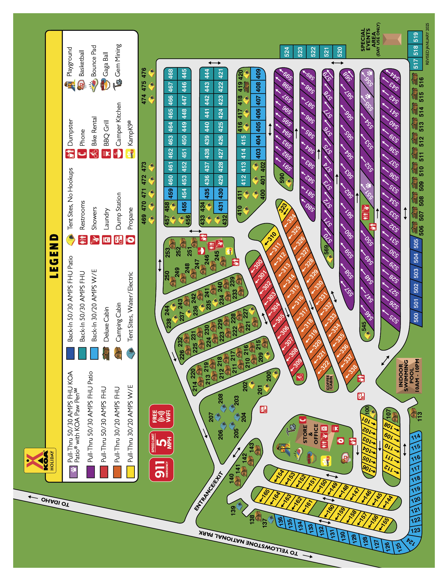 Downloadable Camp Map | Yellowstone Park / West Gate KOA